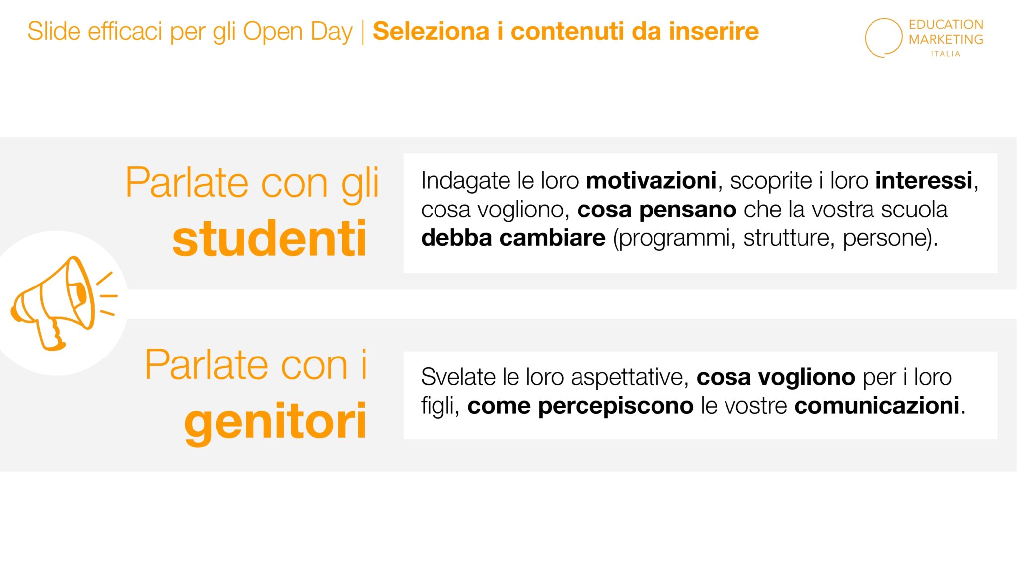 I 5 (+1) step per realizzare slide efficaci per gli Open Day